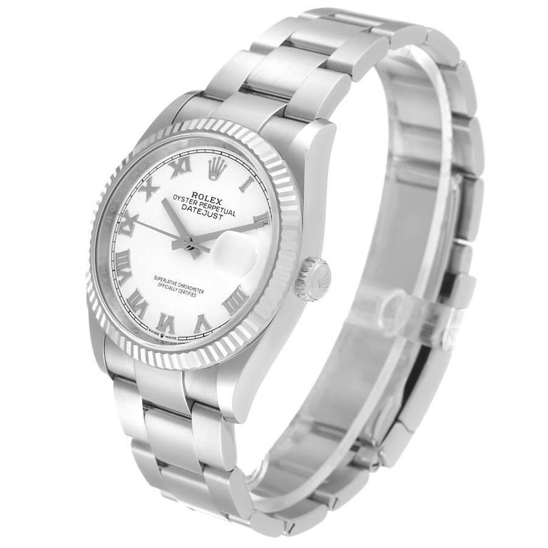 Rolex Datejust Steel White Gold Silver Dial Mens Watch 126234 Box Card ...