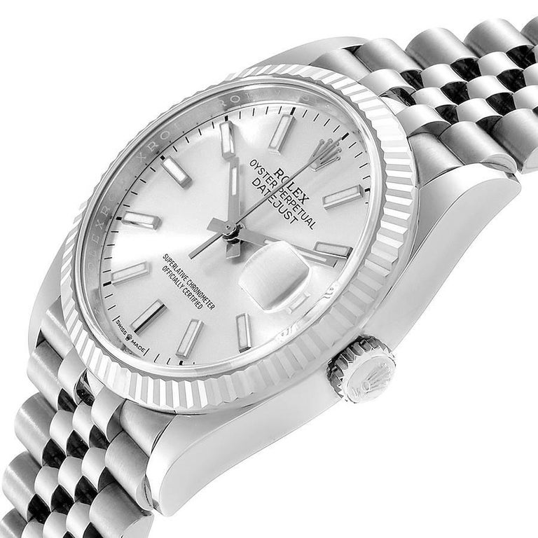 Rolex Datejust Steel White Gold Silver Dial Men’s Watch 126234 Box Card ...