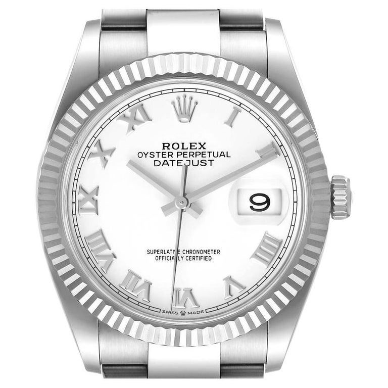 Rolex Datejust Steel White Gold Silver Dial Mens Watch 126234 Box Card ...