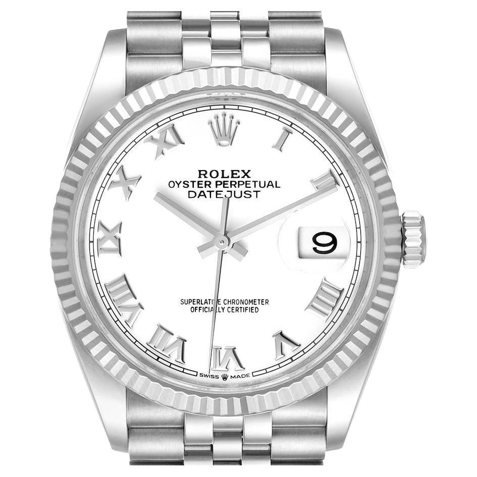 Rolex Datejust Steel White Gold Silver Dial Mens Watch 126234 Box Card ...