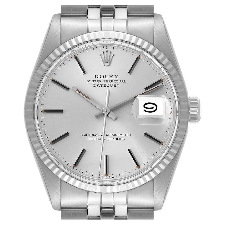 Rolex Datejust Steel White Gold Silver Dial Vintage Mens Watch 16014 at ...
