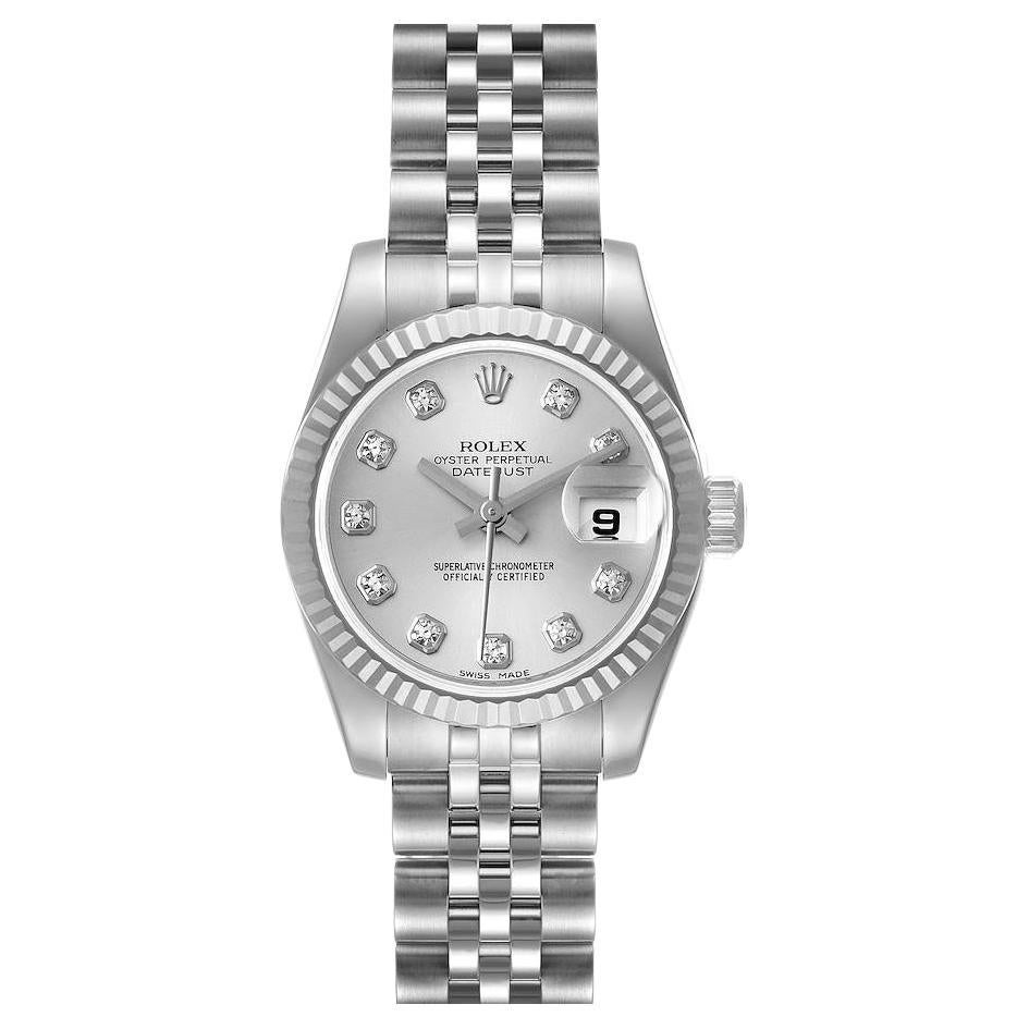 Rolex Datejust Steel White Gold Black Dial Ladies Watch 179174 Box ...