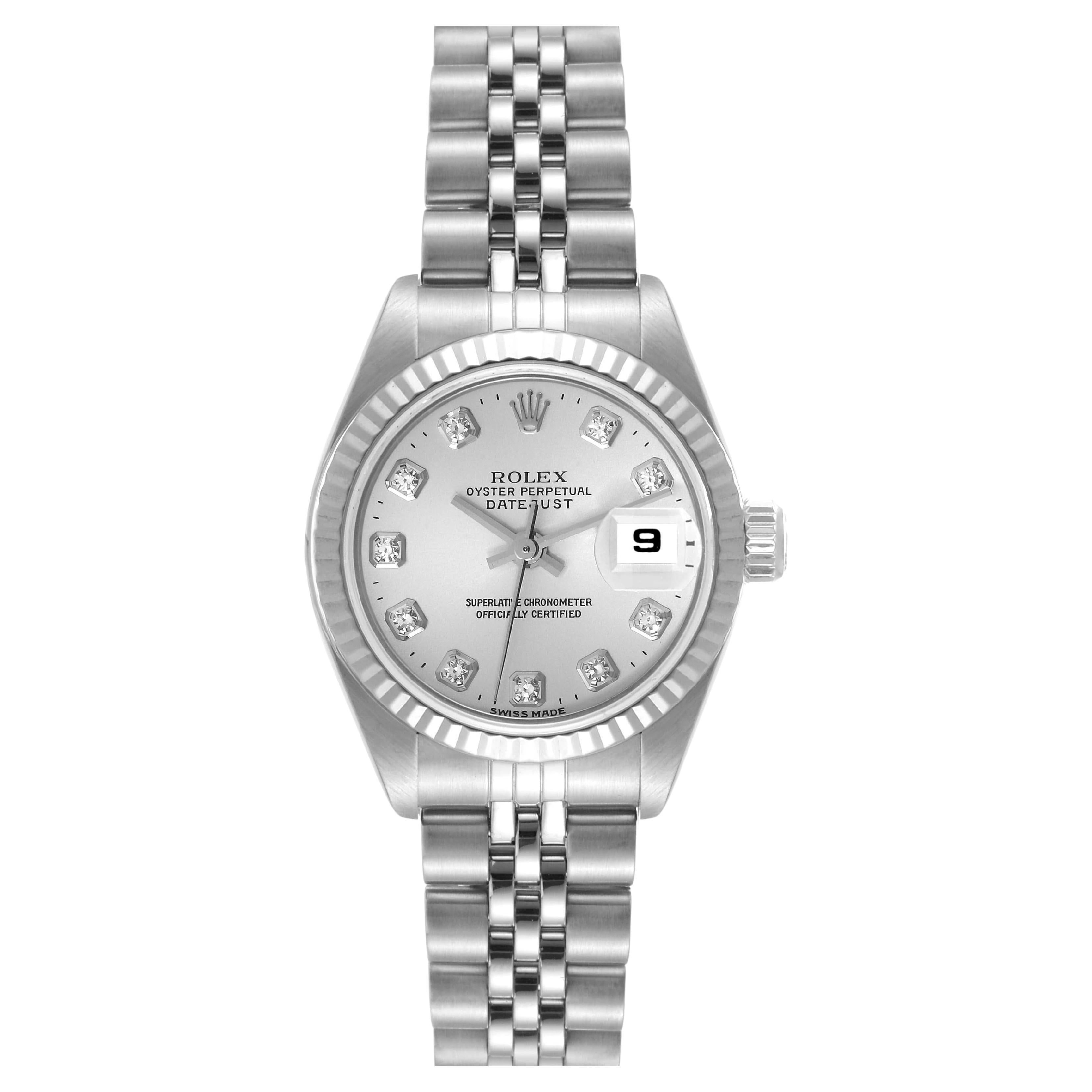 Rolex Datejust Steel White Gold Black Diamond Dial Ladies Watch 69174 ...