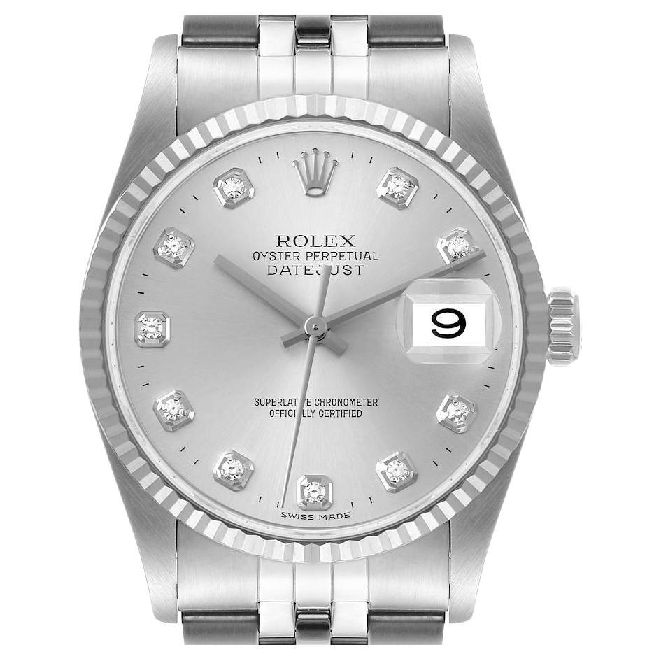 Rolex Montre Datejust 36 en acier, or blanc et argent avec cadran ...