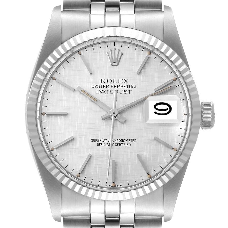 Rolex Datejust Steel White Gold Silver Dial Vintage Mens Watch 16014 at ...