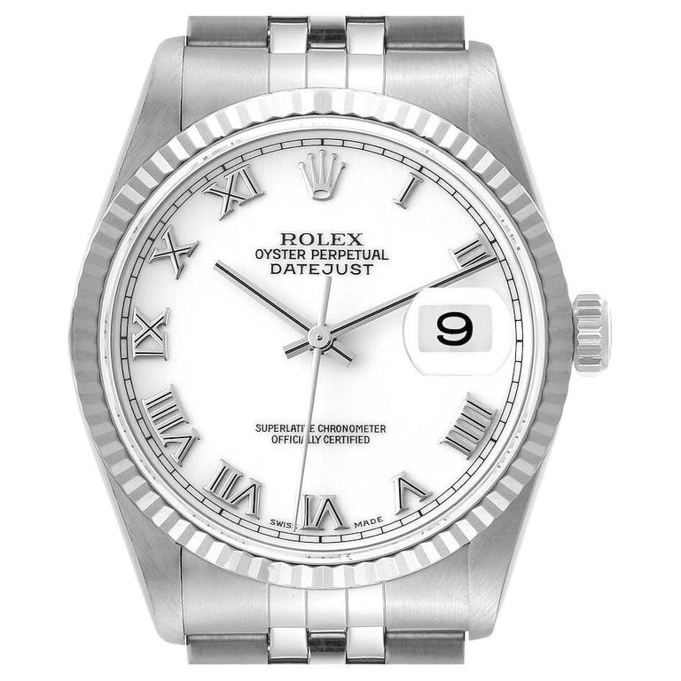 Rolex Datejust Steel White Gold White Dial Mens Watch 16234 For Sale at ...
