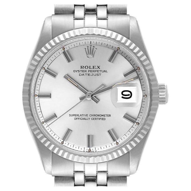 Rolex Datejust Steel White Gold Wide Boy Dial Vintage Mens Watch 1601 ...