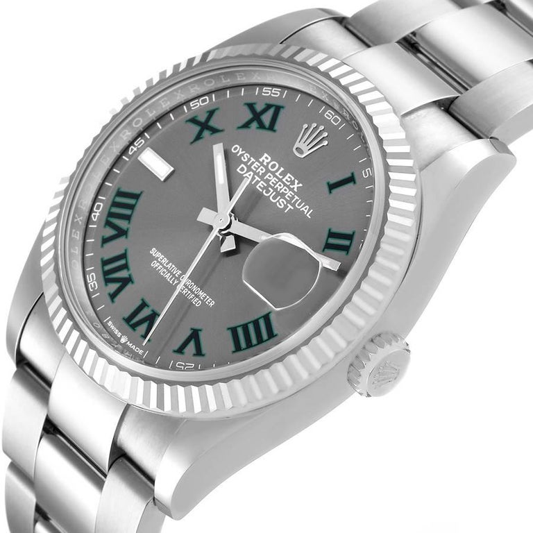 Rolex Datejust Steel White Gold Wimbledon Dial Mens Watch 126234 Box ...