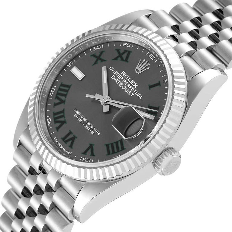 Rolex Datejust Steel White Gold Wimbledon Dial Mens Watch 126234 Box ...