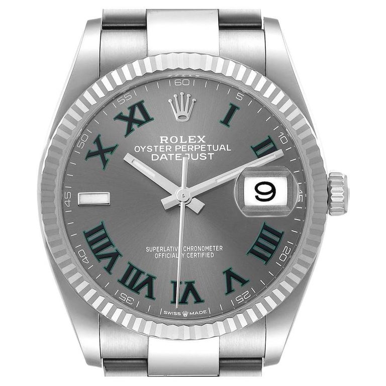 Rolex Datejust Steel White Gold Wimbledon Dial Mens Watch 126234 Box ...