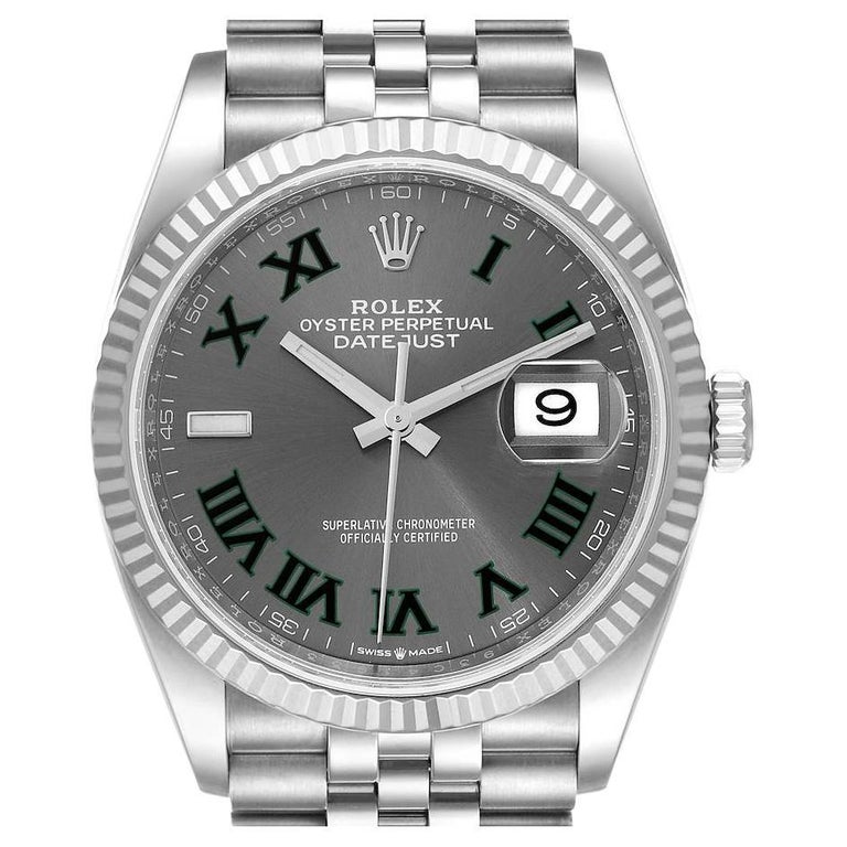 Rolex Datejust Steel White Gold Wimbledon Dial Mens Watch 126234 Box ...