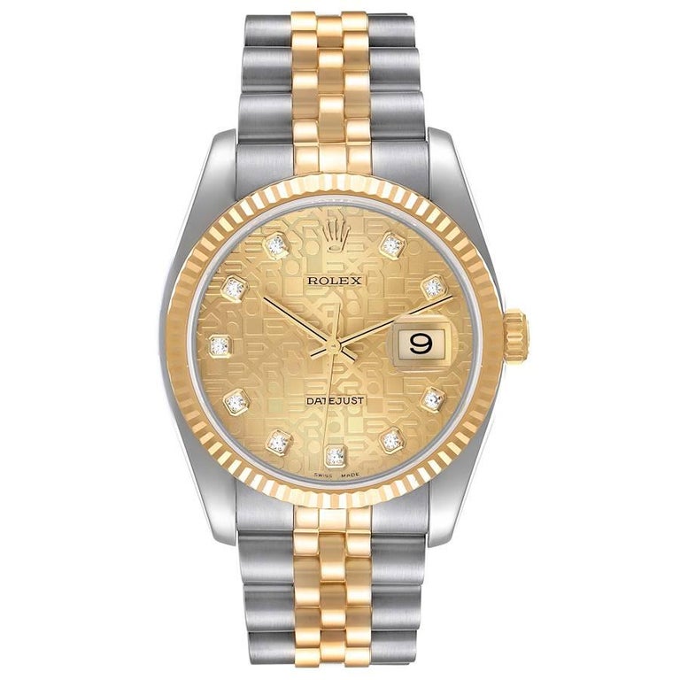 Rolex Datejust Steel Yellow Gold Anniversary Diamond Dial Mens Watch ...