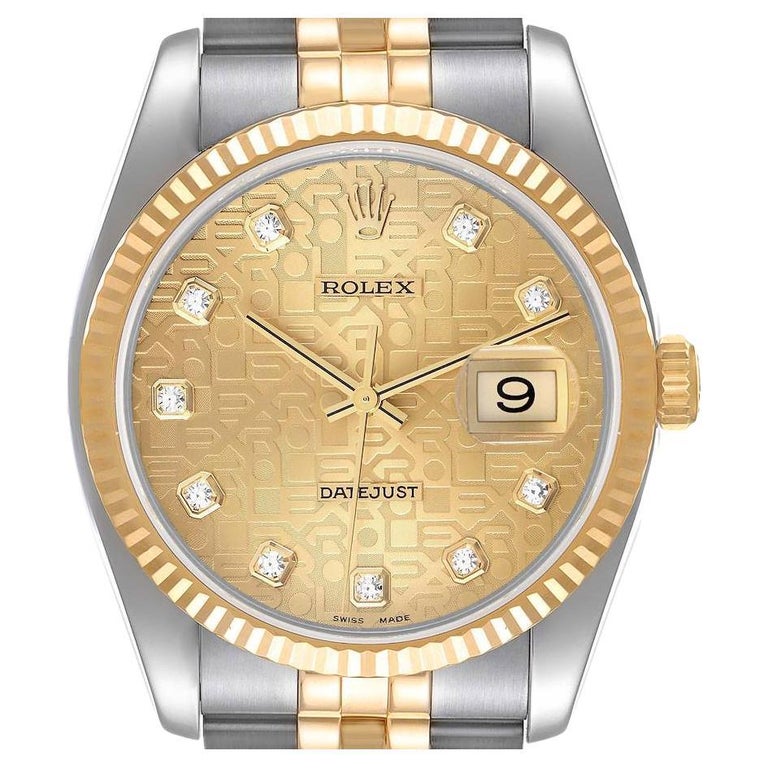 Rolex Datejust Steel Yellow Gold Anniversary Diamond Dial Mens Watch ...