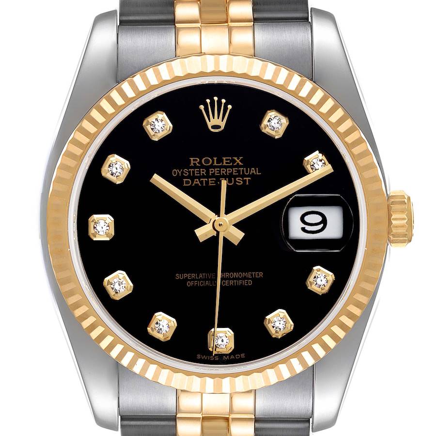 Rolex Datejust 36 Steel Yellow Gold Diamond Men's Watch 116233 Box Card ...