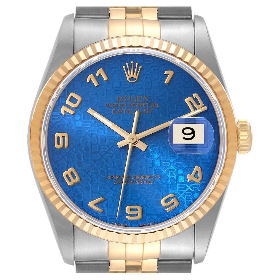 Rolex Datejust Steel Yellow Gold Blue Dial Mens Watch 16233 For Sale at ...