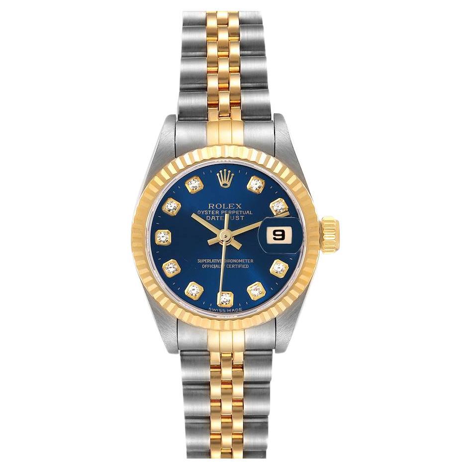 Rolex Datejust Steel Yellow Gold White Diamond Dial Ladies Watch 79173 ...