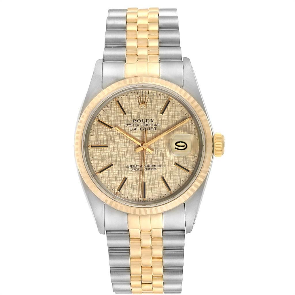 Rolex Datejust Steel Yellow Gold Brick Dial Vintage Men's Watch 16013 ...