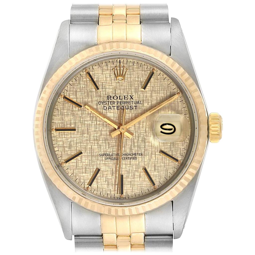 Rolex Datejust Steel Yellow Gold Brick Dial Vintage Men's Watch 16013 ...