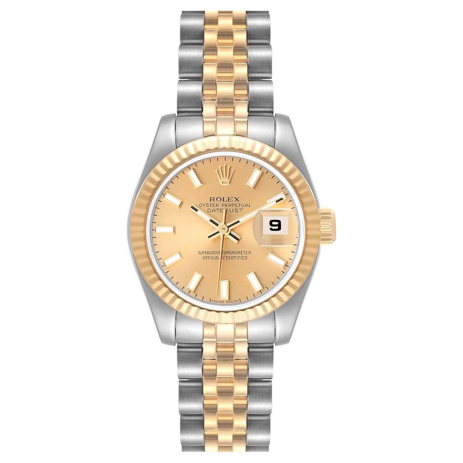 Rolex Datejust 179173 Champagne Jubilee Diamond Dial Steel 18K Gold ...