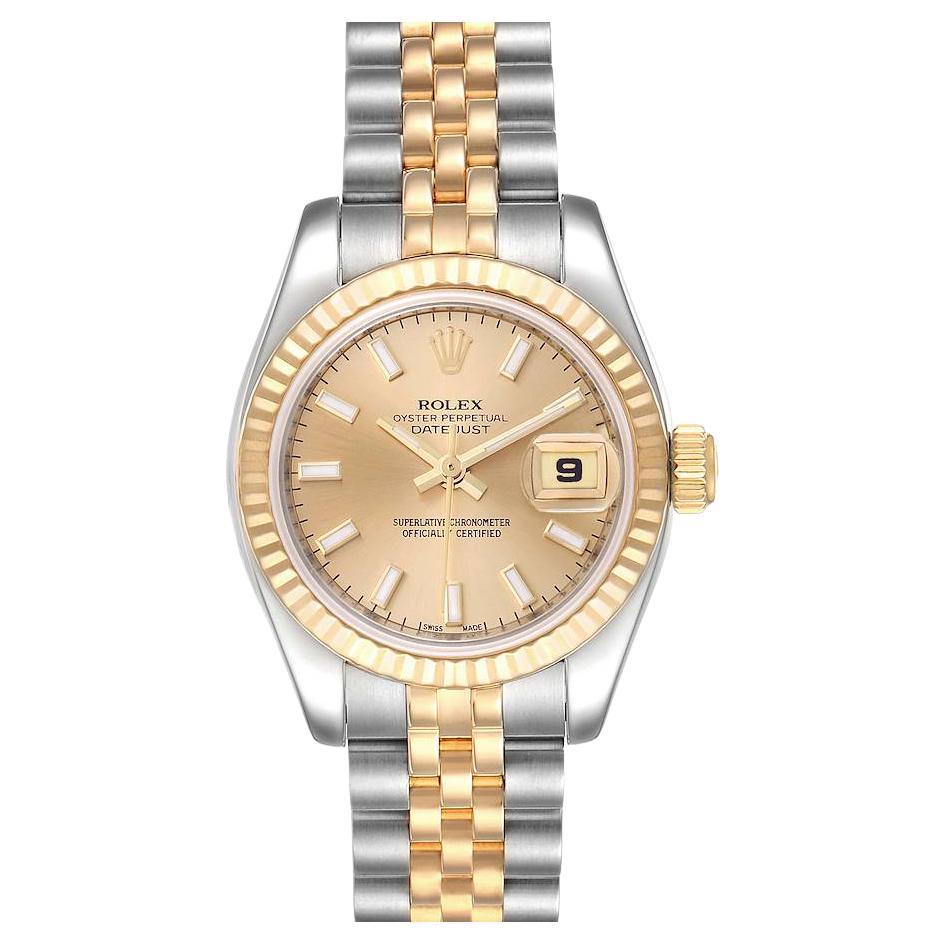 Rolex Datejust Steel Yellow Gold Diamond Dial Ladies Watch 79173 at 1stDibs