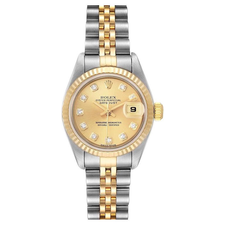 Rolex Datejust Steel Yellow Gold Champagne Diamond Dial Ladies Watch ...