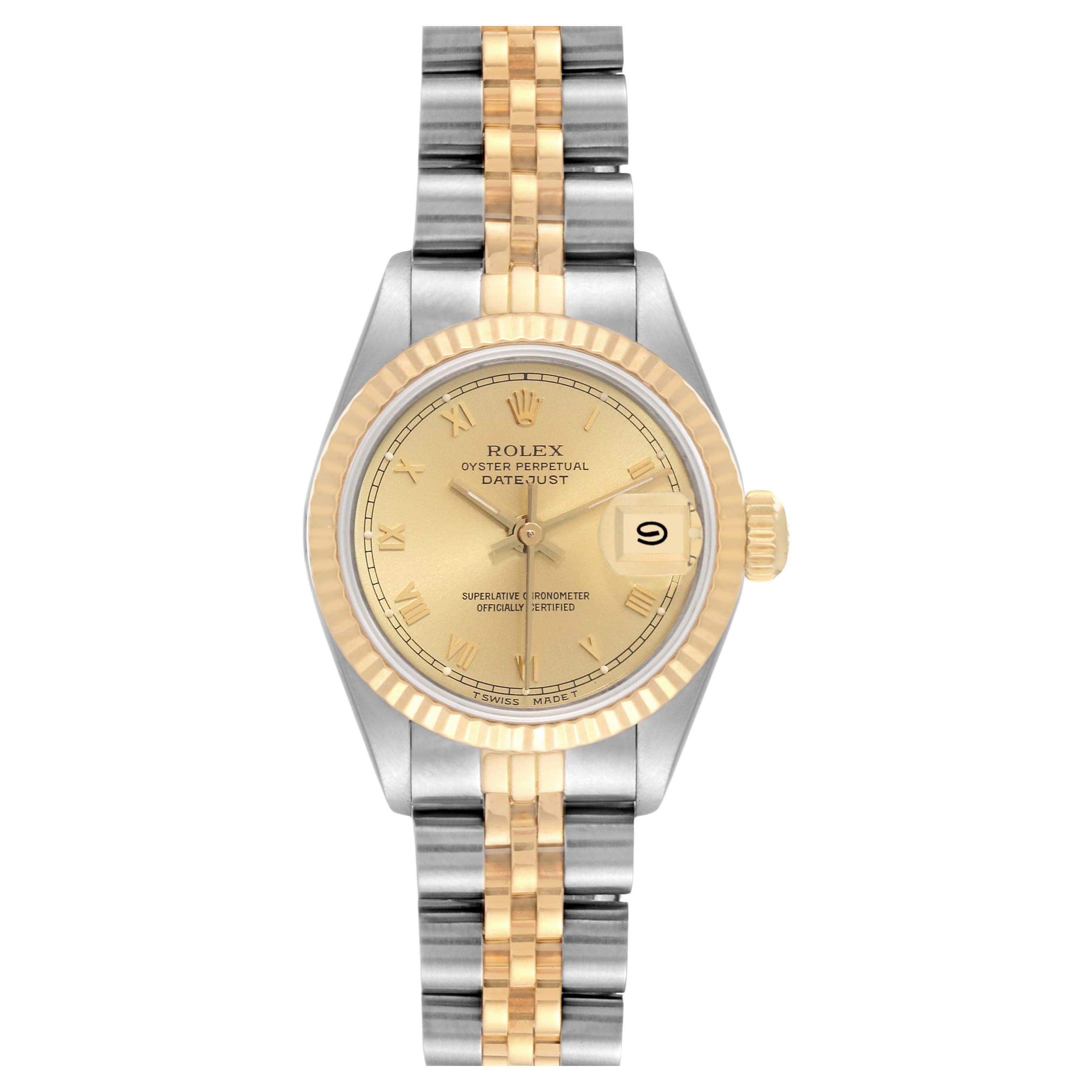 Rolex Datejust Steel Yellow Gold Champagne Roman Dial Ladies Watch ...