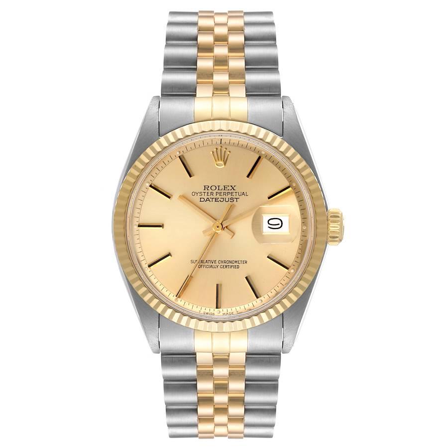 Rolex Datejust Steel Yellow Gold Dial Vintage Mens Watch 1601 at 1stDibs