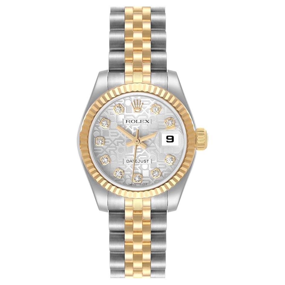 Rolex Datejust Steel Yellow Gold Diamond Dial Ladies Watch 179173 Box ...