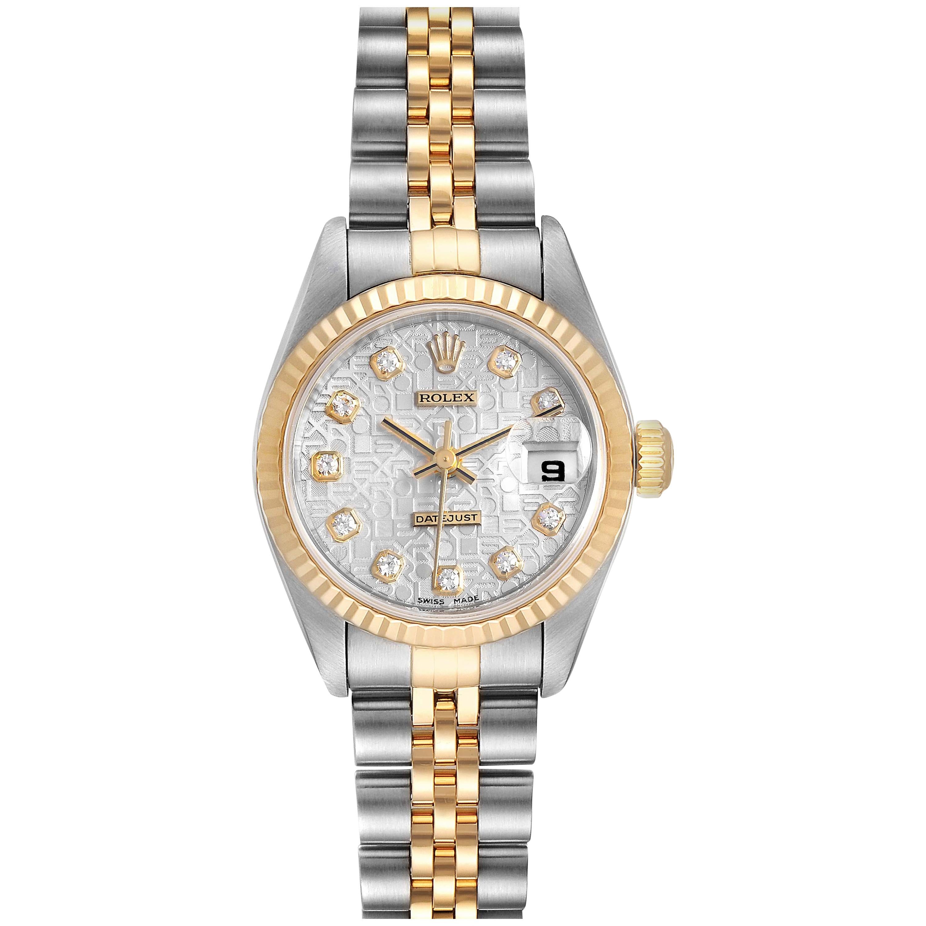 Rolex Datejust Steel Yellow Gold Diamond Dial Ladies Watch 79173 at 1stDibs