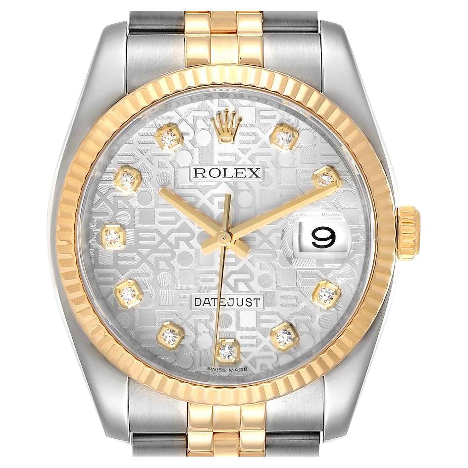 Rolex Yellow Gold Datejust Wristwatch with Two Diamond Onyx Dial circa ...