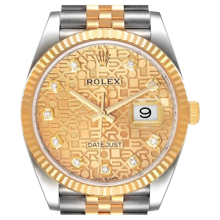 Rolex Datejust Steel Yellow Gold Diamond Dial Mens Watch 126233 For Sale at 1stDibs