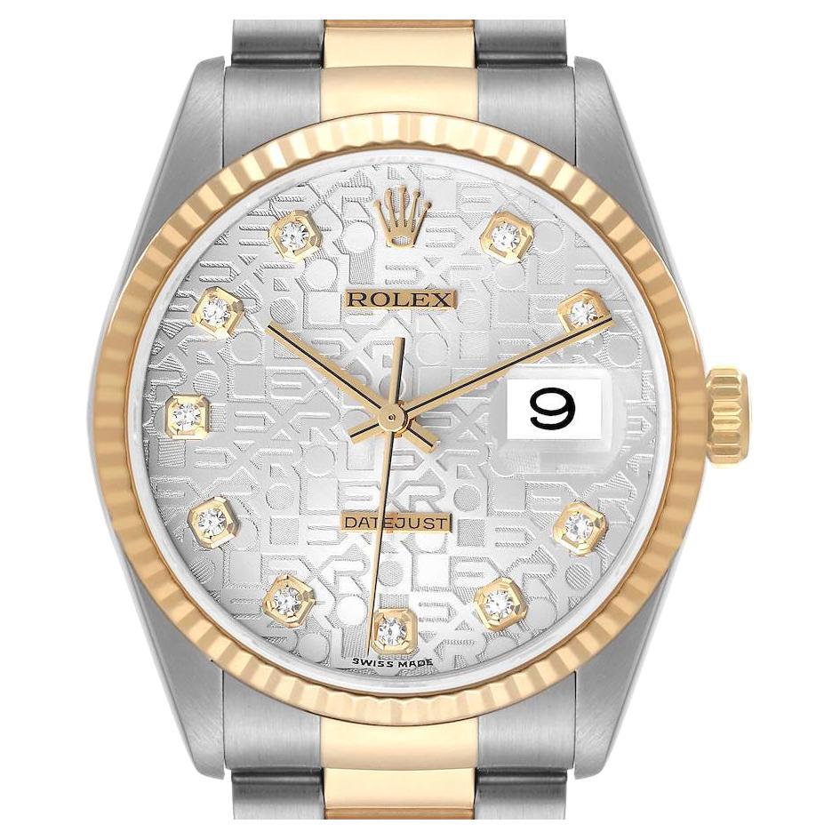 Rolex Datejust Steel Yellow Gold Pyramid Roman Dial Mens Watch 16233 ...