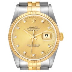 Rolex Datejust Steel Yellow Gold MOP Diamond Dial Mens Watch 16233 For ...