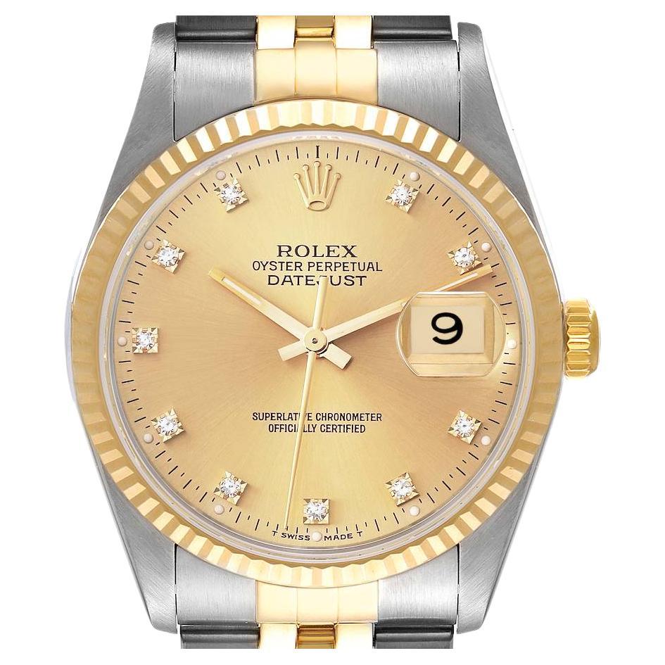 Rolex Datejust Steel Yellow Gold Black Dial Mens Watch 16233 For Sale ...