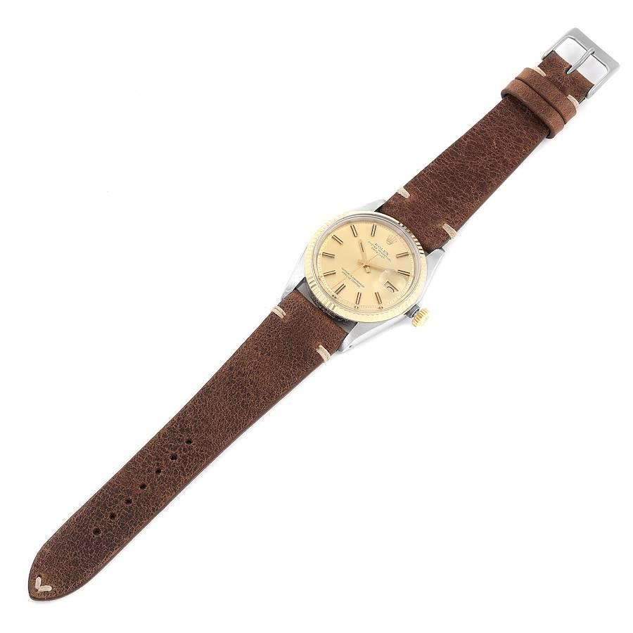 Rolex Datejust Steel Yellow Gold Fat Boy Dial Vintage Mens Watch 1601 ...