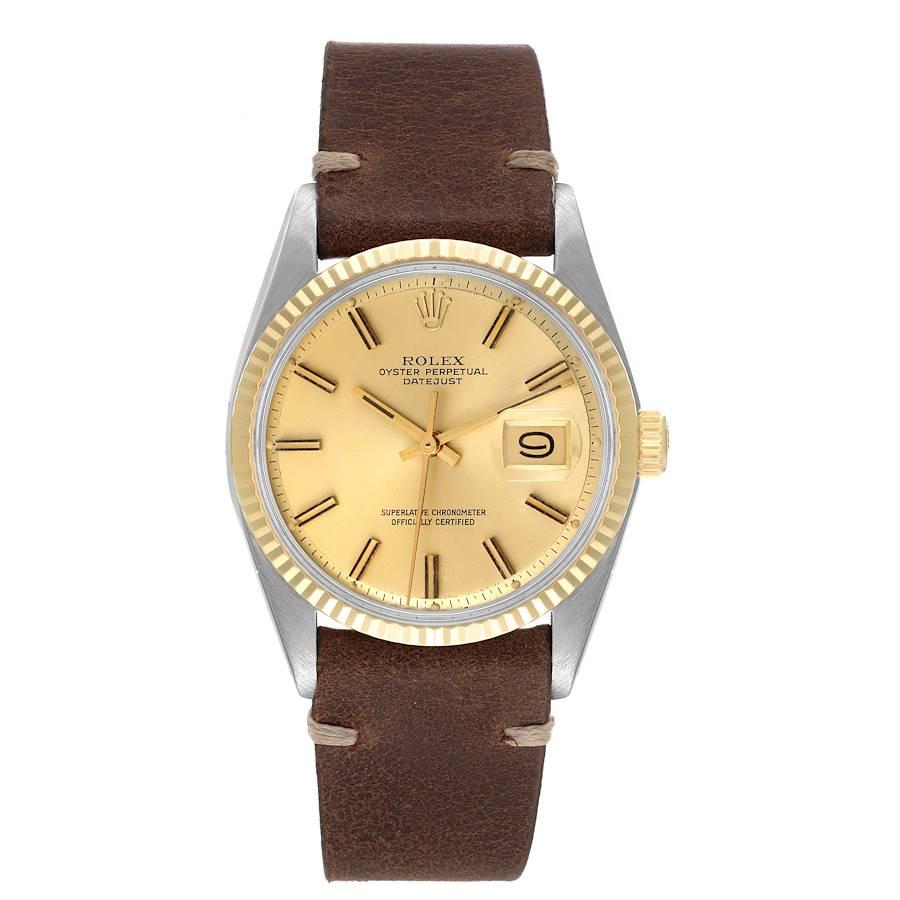 Rolex Datejust Steel Yellow Gold Fat Boy Dial Vintage Mens Watch 1601 ...