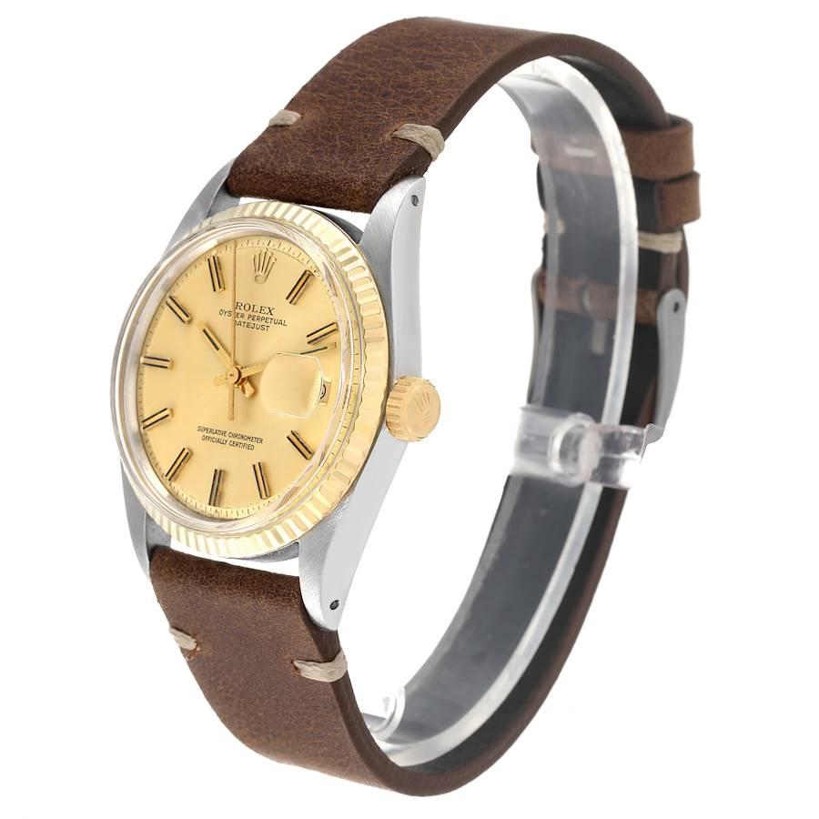 Rolex Datejust Steel Yellow Gold Fat Boy Dial Vintage Mens Watch 1601 ...