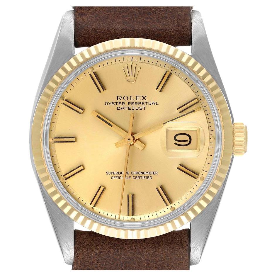 Rolex Datejust Steel Yellow Gold Fat Boy Dial Vintage Mens Watch 1601 ...