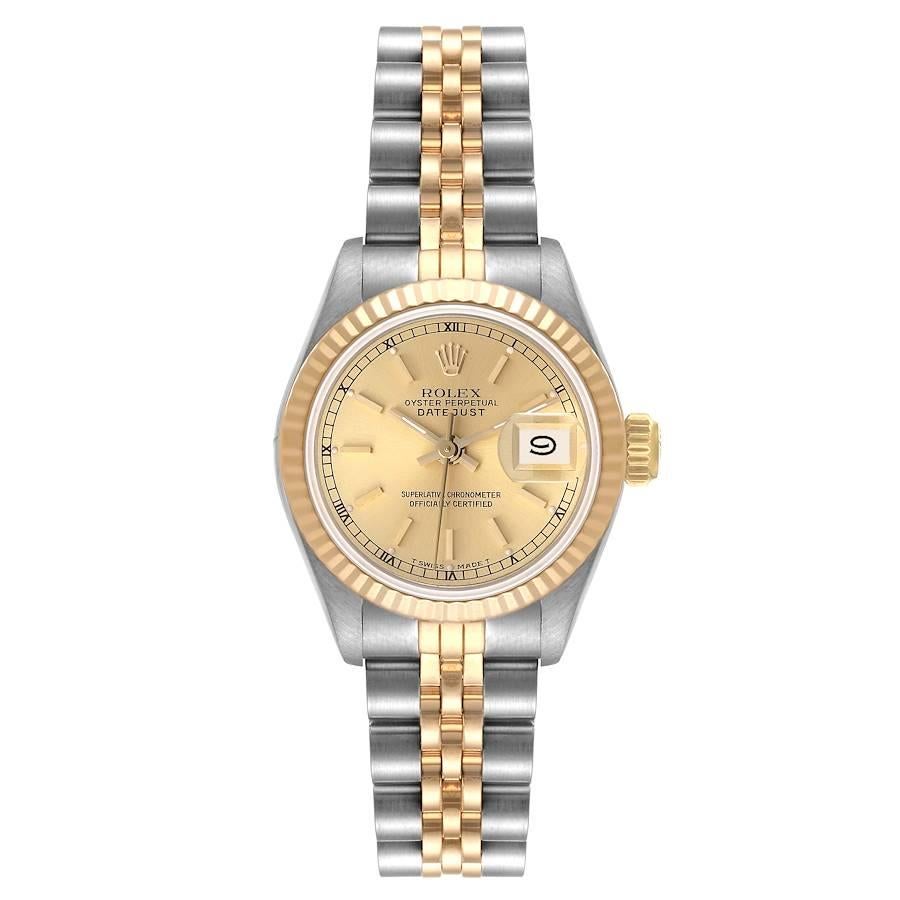 Rolex Datejust Steel Yellow Gold Fluted Bezel Ladies Watch 69173 Box ...