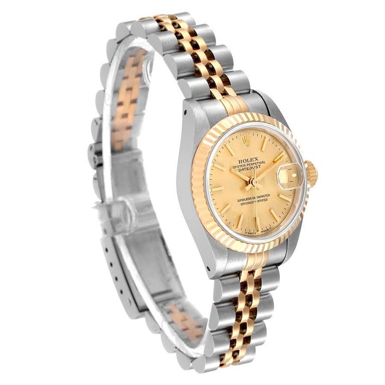 Rolex Datejust Steel Yellow Gold Fluted Bezel Ladies Watch 69173 Box ...