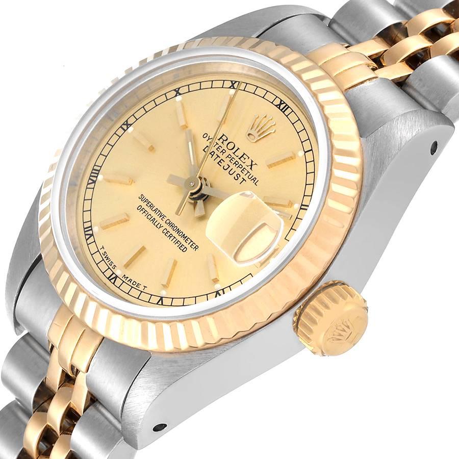 Rolex Datejust Steel Yellow Gold Fluted Bezel Ladies Watch 69173 Box ...