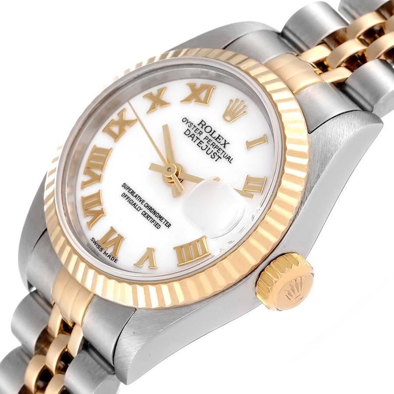 Rolex Datejust Steel Yellow Gold Fluted Bezel Ladies Watch 69173 at 1stDibs