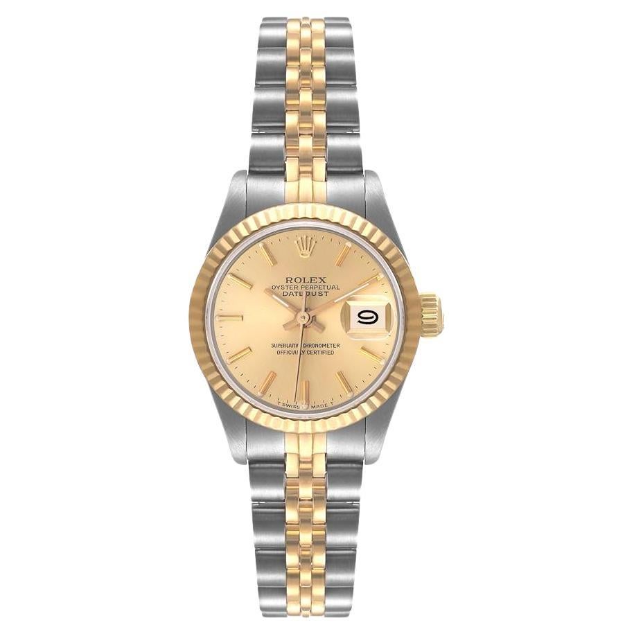 Rolex Datejust Steel Yellow Gold Fluted Bezel Ladies Watch 69173 at 1stDibs