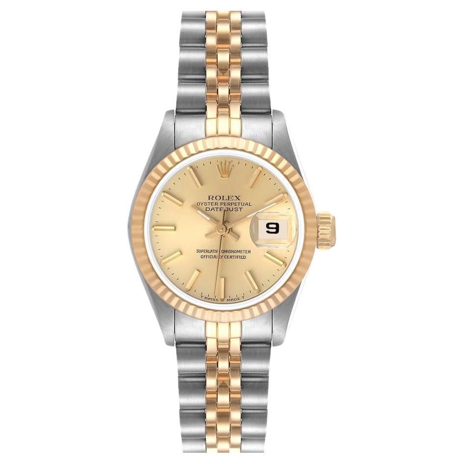 Rolex Datejust Steel Yellow Gold Fluted Bezel Ladies Watch 69173 at 1stDibs