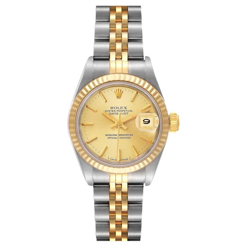 Rolex Datejust Steel Yellow Gold Fluted Bezel Ladies Watch 69173 For ...