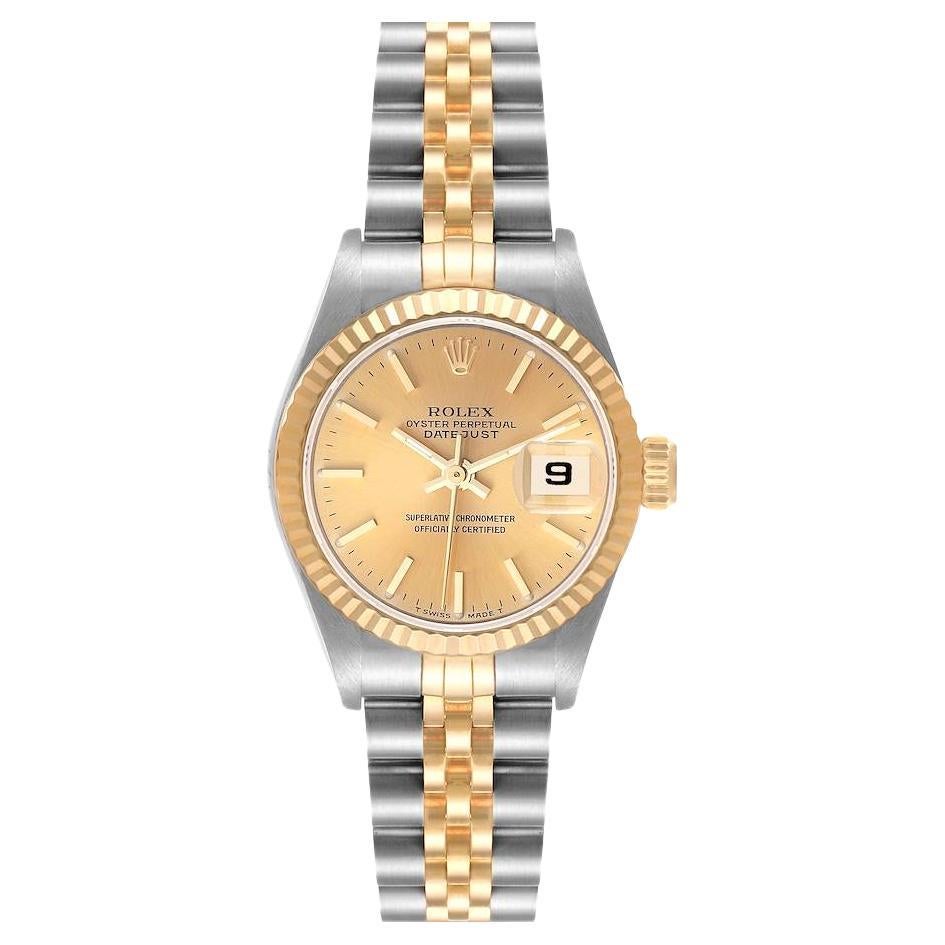 Rolex Datejust Steel Yellow Gold Fluted Bezel Linen Dial Ladies Watch ...