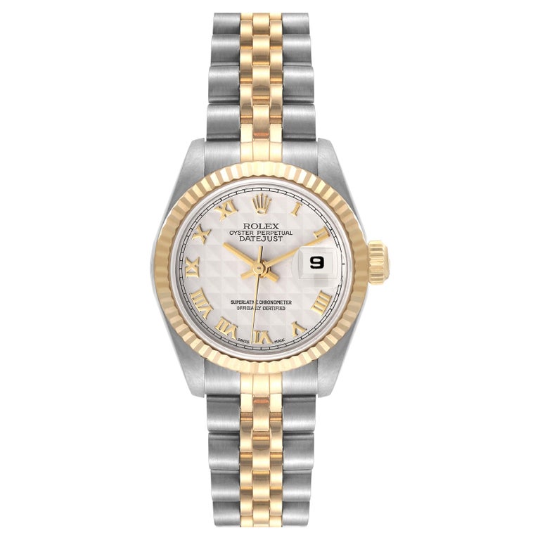 Rolex Datejust Steel Yellow Gold Ivory Pyramid Dial Ladies Watch 69173 ...