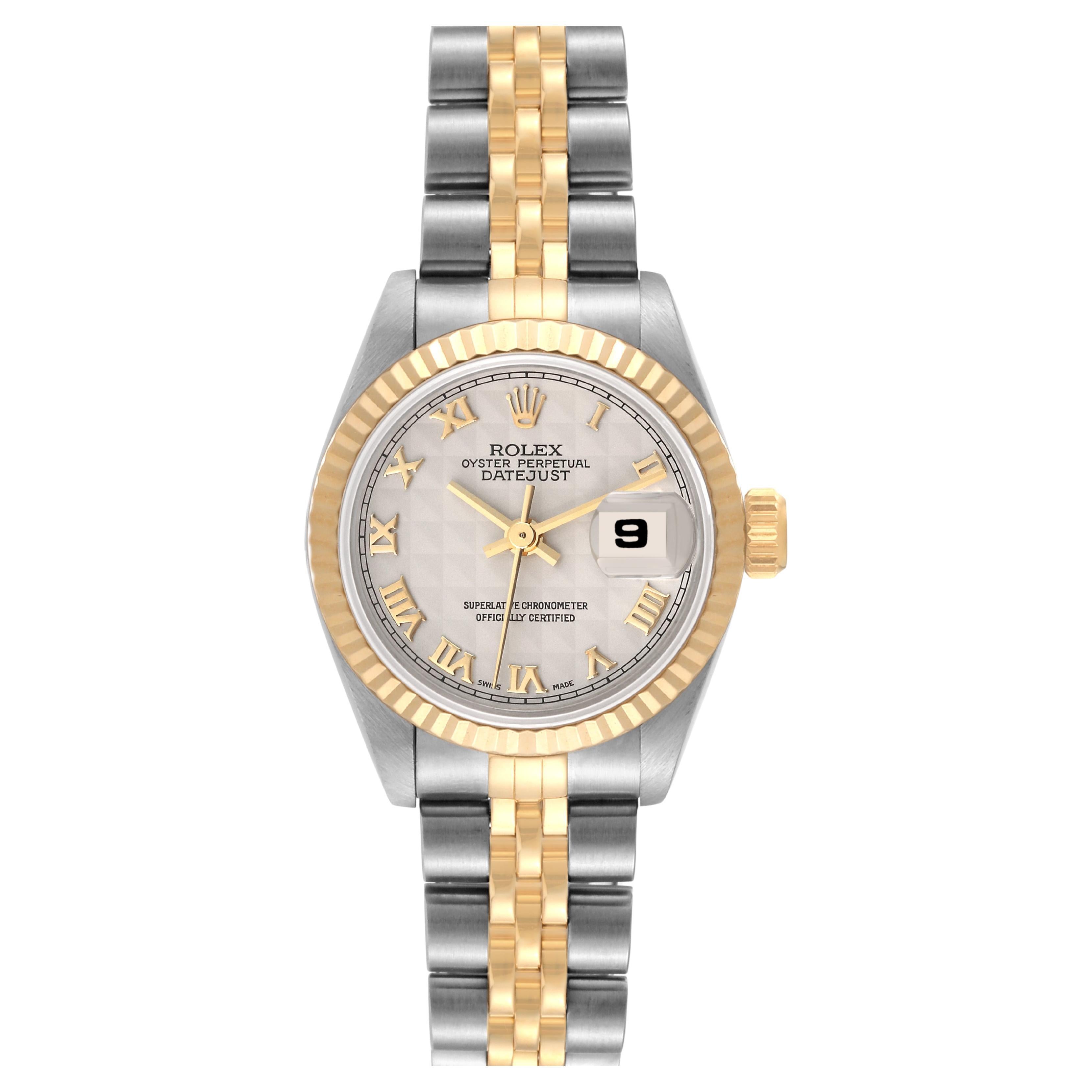 Rolex Datejust Steel Yellow Gold Ivory Pyramid Dial Ladies Watch 69173 ...