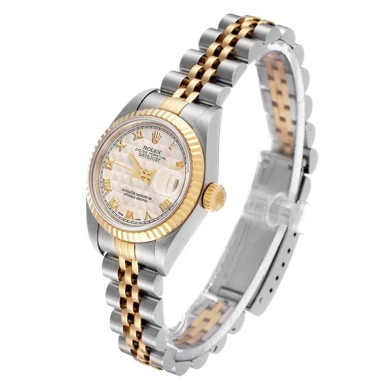 Rolex Datejust Steel Yellow Gold Ivory Pyramid Dial Ladies Watch 79173 ...