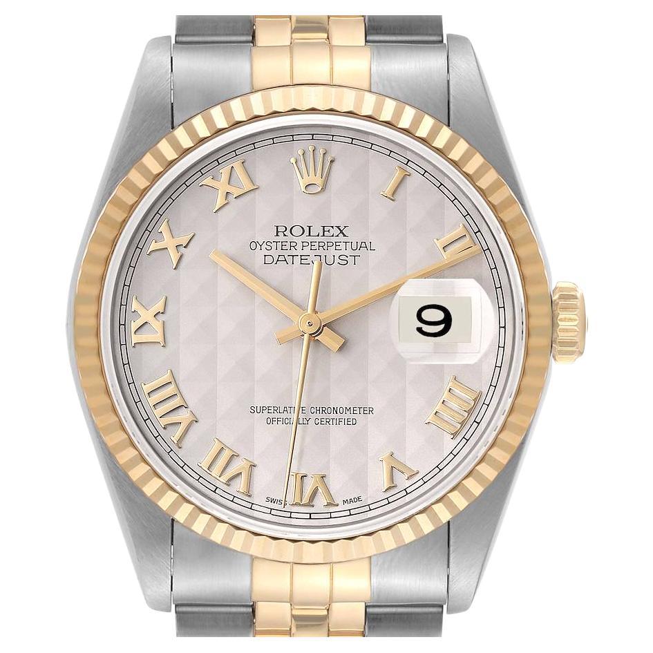 Rolex Datejust Blue Vignette Dial Steel Yellow Gold Mens Watch 16233 ...